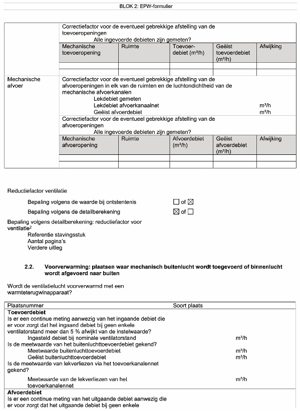 M.B. energieprestatieregelgeving; Bijlage 23 EPB-aangifte ? EPW-formulier